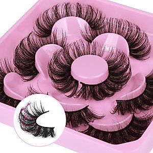 Focipeysa Lashes Mink Fluffy Wispy False Eyelashes 20mm Dramatic Faux Mink Eyelashes D Curl Long Fake Lashes Pack Look Like Extension