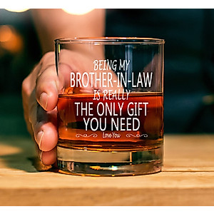 CARVELITA Being My Brother In Law Is Really The Only Gift You Need - 11oz Old Fashioned Bourbon Rocks Glass - Big Brother Gifts - Brother Birthday Gift - Brother Gifts From Sister - Gifts For Brother