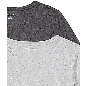 Amazon Essentials Women's Classic-Fit 100% Cotton Short-Sleeve Crewneck T-Shirt (Available in Plus Size), Pack of 2, Charcoal Heather/Light Grey Heather, Small