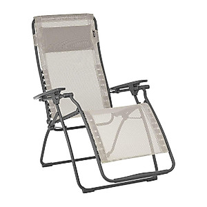 Lafuma Futura LFM3118-8548 Zero Gravity Outdoor Steel Framed Lawn Patio Recliner Folding Lounge Chair with Batyline Canvas, Seigle Grey