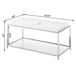 Convenience Concepts Palm Beach Coffee Table with Shelf and Removable Trays, White