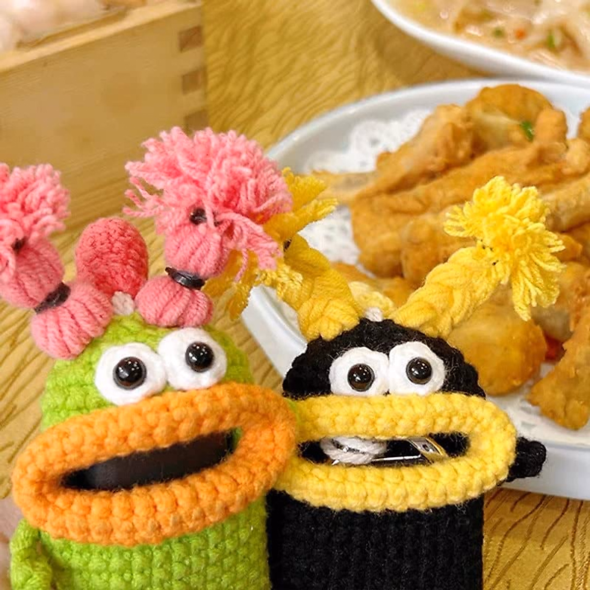 OVNMFH Handmade Crochet Key Case/Holder, Cute Crochet Sausage Mouth Car Key Case, Hand Knitting Yarn Crochet Key Case, Unique (15)