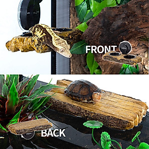 REPTI ZOO Turtle Basking Platform or Reptile Feeding Ledge with Suction Cup, Resin Flat Ramp for Turtle Reptile Chameleon Use