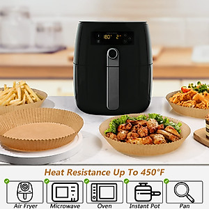 100Pcs Air Fryer Liners Disposable Air fryer Liners 7.9-inch (Fit 5-8 QT) Non-Stick Oilproof Baking Parchment Paper for Air Frying Microwave Food Grade Baking Accessories