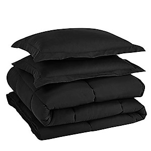 Chezmoi Collection 3-Piece Down Alternative Comforter Set (Queen, Black)