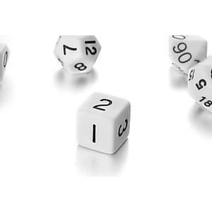 REINDEAR 7 Die Polyhedral Role Playing Game Dice Set with Treasure Chest Dice Container (White)