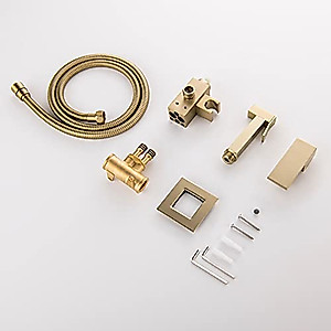 MINJING Bidet Sprayer Brushed Gold, Handheld Cloth Diaper Sprayer, Brass Bidet Faucet Warm Water, Bidet Attachments for Toilet Washing, Feminine Hygiene