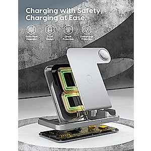 4 in 1 Wireless Charging Station,2021 Upgraded Fast Charging Dock Stand for iWatch Series 7/6/SE/5/4/3/2, AirPods & Pencil, Compatible with iPhone13/12Pro/11/XS/XR/8/Samsung