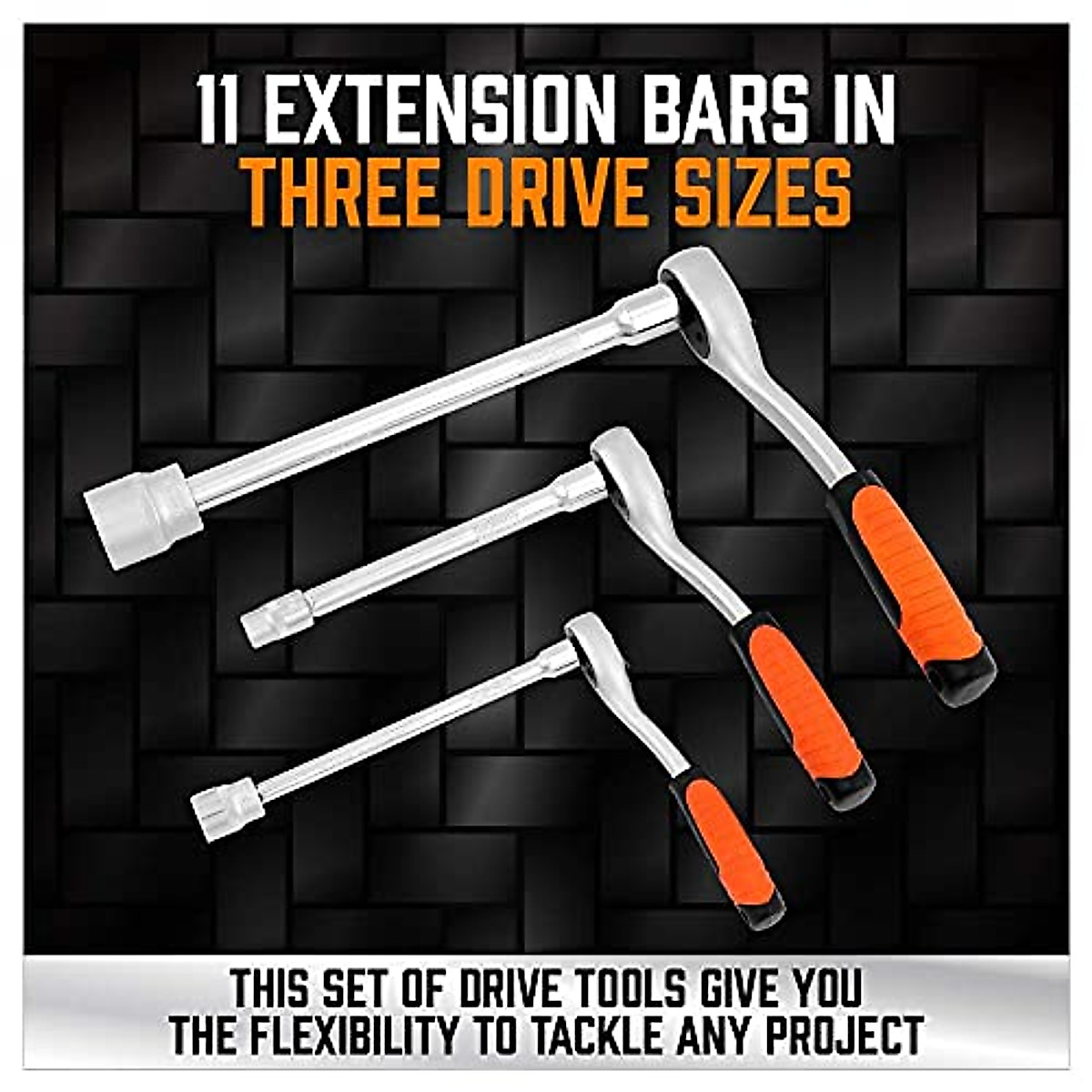HORUSDY 20-Piece Extension Bar Set, 1/4", 3/8" and 1/2" Drive Socket Extension Set
