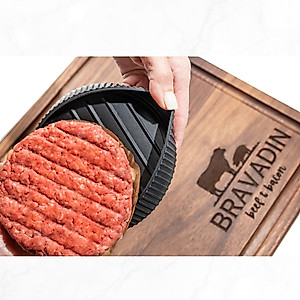 BRAVADIN Hamburger Press Patty Maker 1/3 lb with 100 Papers for 4.5-6" Patties, Non Stick Silicone Burger Mold, Versatile Grill Burger Shaper