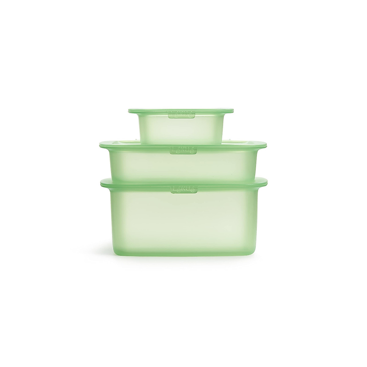 Lxe9kuxe9 Lekue Reusable Silicone Food Storage Box Container set of 3. Set includes: 0.2L, 0.5L, 1.0L