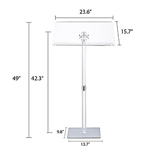 HMYHUM Acrylic Podium Stand, Angle Adjustable, Modern Lecterns & Pulpits for Classroom, Concert, Church, Speech, Easy Assembly, Metal Base, 23.6" L x 15.7" W x 42.3" H, Clear