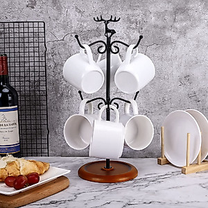 Epicano Mug Holder Tree, Coffee Cup Holder for Countertop, Coffee Mug Display Stand, Coffee Bar Accessories and Decor, 6 Mug Hooks, Gift for Coffee Lover, Metal Black