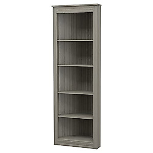 Inval 71" 5-Shelf Corner Bookcase, Gray Smoke Oak