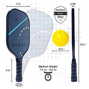 MB RUNEST Pickleball Paddles Set with Bag and Covers - Lightweight Rackets with Composite Honeycomb Core, Premium Graphite Face, Covers, Extra Grips & 4 USAPA Approved Outdoor Balls