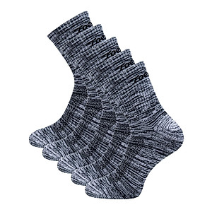 Toes&Feet Men's 5-Pack Grey Anti Odor No Blister Quarter Cushion Sports Socks, Size 6-12