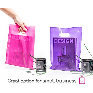Choice Marts 200 Pink & Purple Merchandise Bags 100 Pink and 100 Purple 9"x12" Bags for Small Business 1.5Mil Thick Glossy Suitable for Retail And Boutiques With Handles