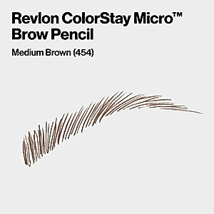 Revlon ColorStay Micro Eyebrow Pencil with Built In Spoolie Brush, Infused with Argan and Marula Oil, Waterproof, Smudgeproof, 454 Medium Brown (Pack of 1)