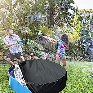 SASKATE Swimming Pool Cover, Round Foldable UV Pool Protective Cover, Outdoor Garden Pool Dust Proof Cover-162 cm