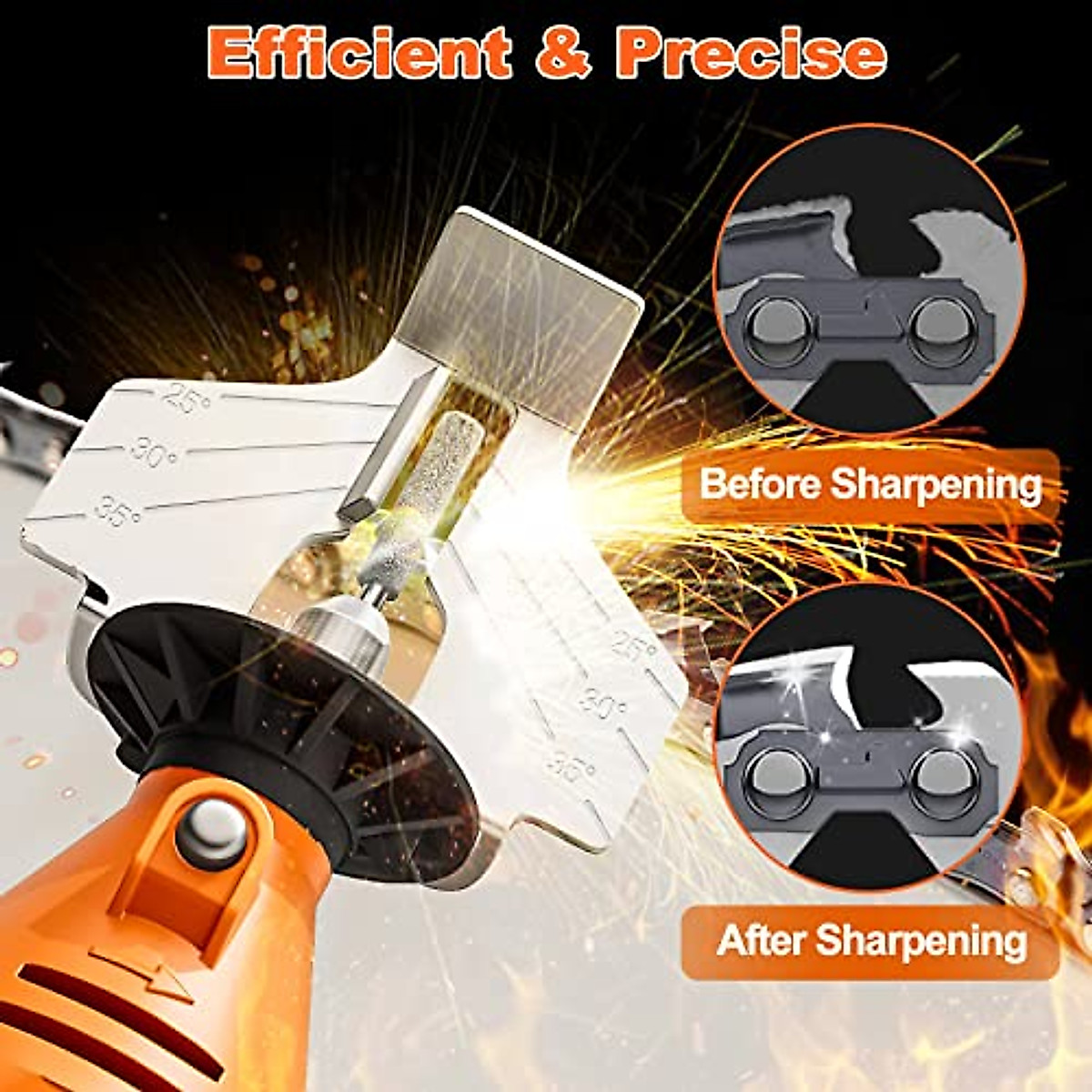 Electric Chainsaw Sharpener Kit, 3 in 1 Chain Saw Sharpener 180w, 5 Speed Craftsman Chainsaw Sharpener with Sharpening Wheels/Stones Set, Handheld Universal Chainsaw Teeth Sharpener Grinder Tool