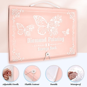 ZYNERY 2 Pack A3 Diamond Painting Storage Book Handheld, 60 Pages Diamond Art Portfolio, Large Diamond Art Storage Folder Suitable for 12x16 inch Diamond Painting (Pink + Blue)