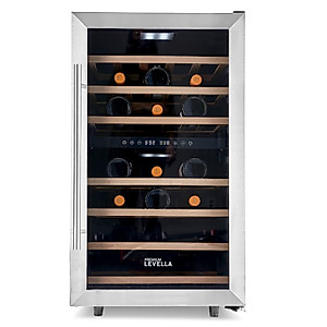 PremiumLevella 18.9 in. Wide 4.1 cu ft 43-Bottle Dual Zone Freestanding Wine Cooler with Tempered Glass Door