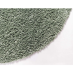 Unique Loom Davos Shag Collection Area Rug - Solid (6' 7" Round, Sage)