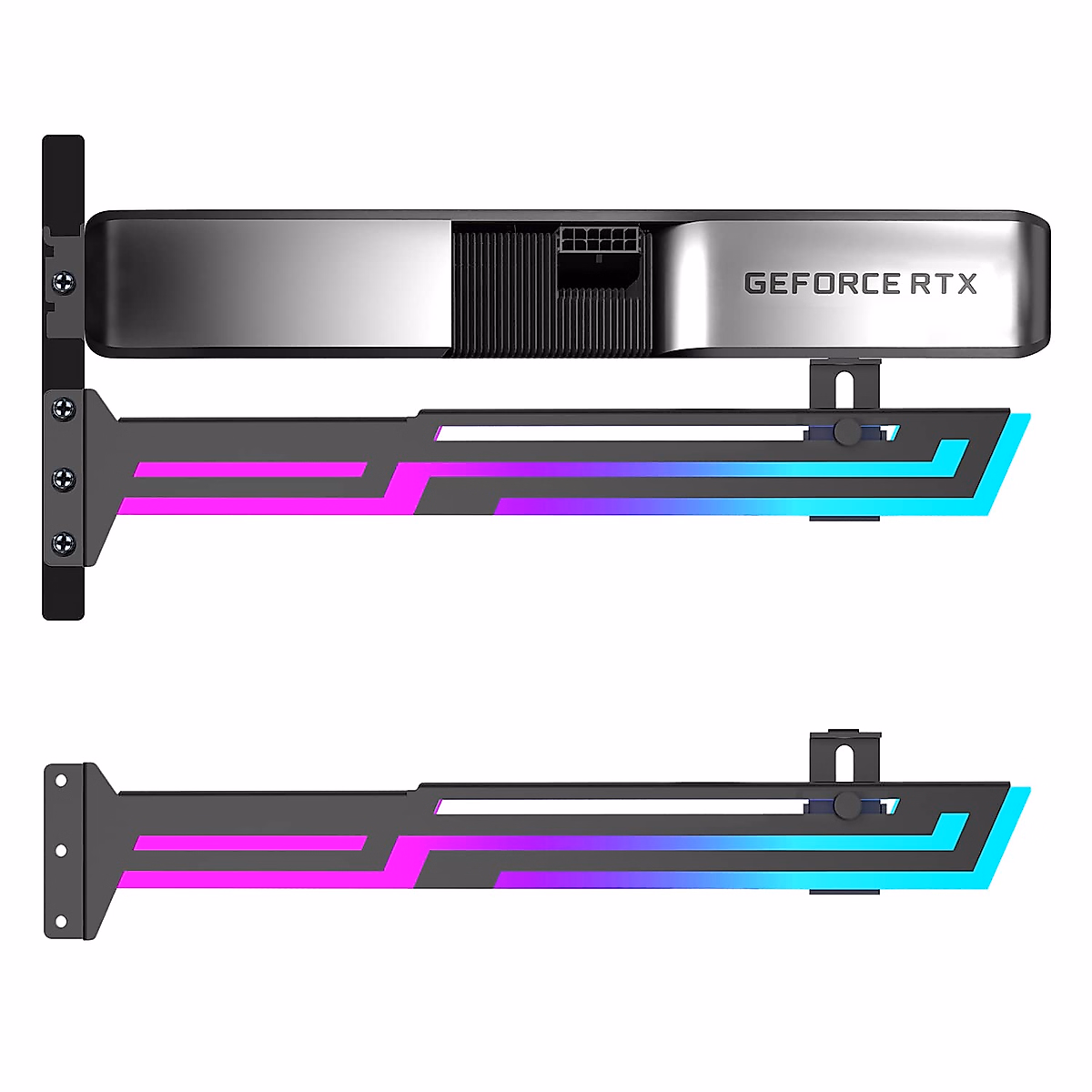 ARGB GPU Support Bracket, GPU Brace Support, 5V 3Pin addressable GPU Holder, 5v 3pin RGB GPU Support Stand Video Card sag Holder, Adjustable Length and Height GPU Stand (Black)