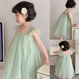 AGQT Baby Girls Tutu Dress Sleeveless Toddler Infant Tulle Tutu Dresses Birthday Party Flower Wedding Layered Lace Mini Layers Dress Light Green Size 4-5T