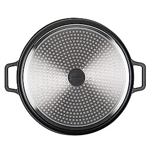MasterPan Non-Stick Stovetop Oven Grill Pan with Heat-in Steam-Out Lid, nonstick cookware, 12", Black,