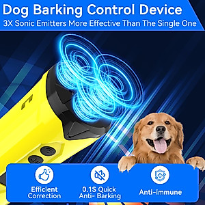 iljimae Dog Bark Deterrent Devices with Flash Light,3X Ultrasonic Emitters 50ft Range,Professional Dog Training Tool Best Behavior Aid,Rechargeable