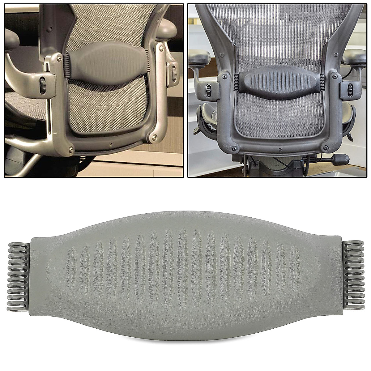 HECASA Smoke Gray Lumbar Back Support Pad Size B Compatible with Herman Miller Classic Aeron Chair