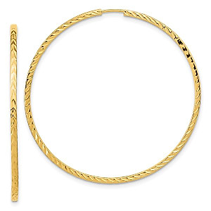 14K Yellow Gold Square Tube Endless Round Hoop Earrings