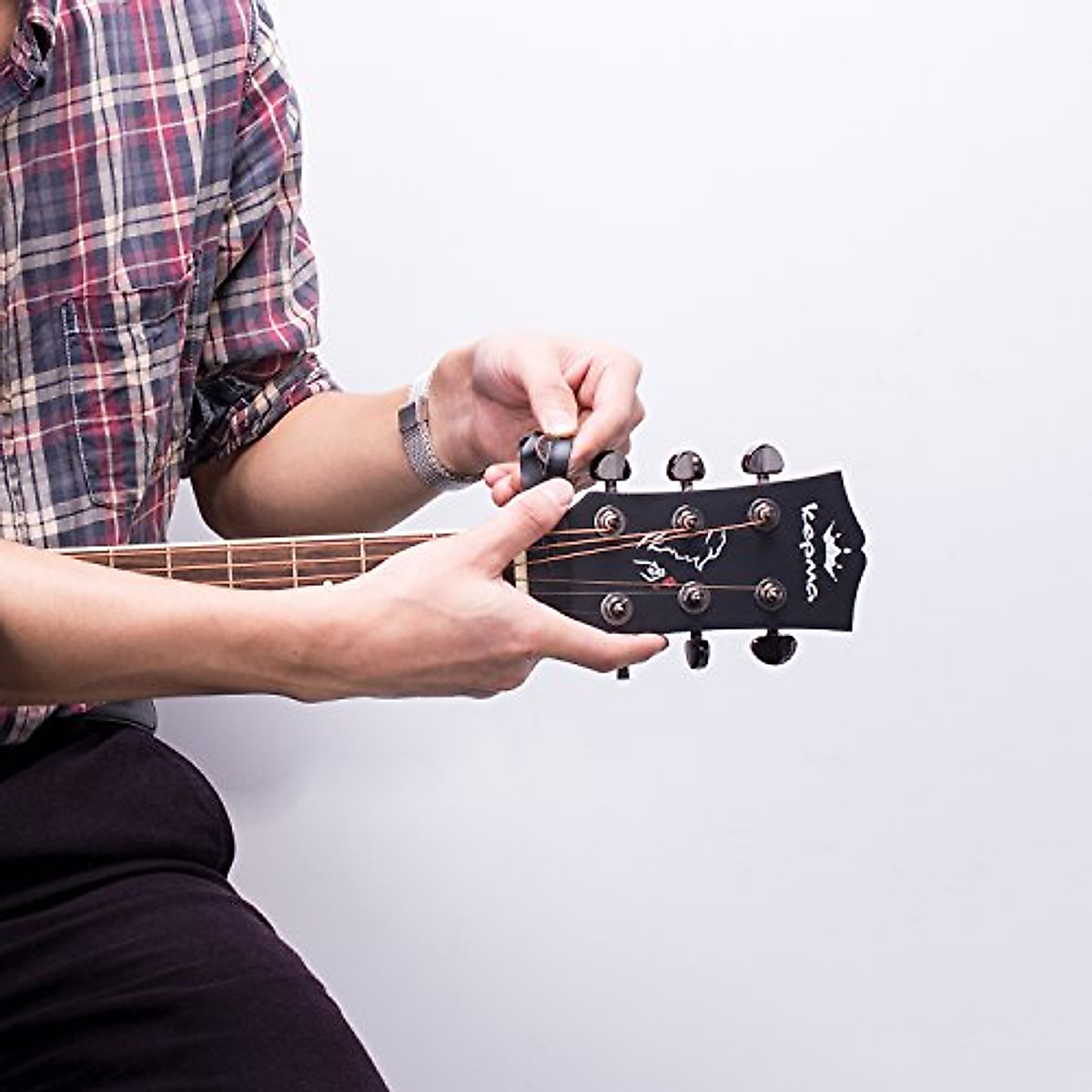 POYOLEE Leather Guitar Neck Strap Button Guitar Headstock Strap Tie, Black/Anti Copper