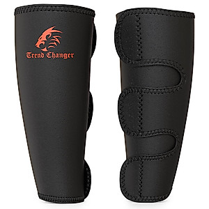 Trend Changer Weightlifting Shin Guards/Calf Support Brace 7mm Thick Neoprene for EasyWear-Deadlift Shin Guards, Box Jump, Crossfit Adjustable Shin Splint Compression Calf Wrap for Men Women (Pair)