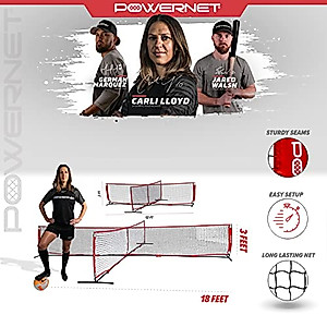 PowerNet Carli Lloyd 4 Way Soccer Tennis Net | Fun New Game to Play at The Park or Beach | Practice and Improve Ball Control Headers and Volleys | 2 Sizes