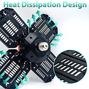 Garage Lights Ceiling Led 12 Panel Plug in Shop Lights 2 Pack Screw in LED Garage Light 180W Bright Garage Light 18000 LM 6500K Deformable Garage Lighting Fixture for Garage Basement Workshop