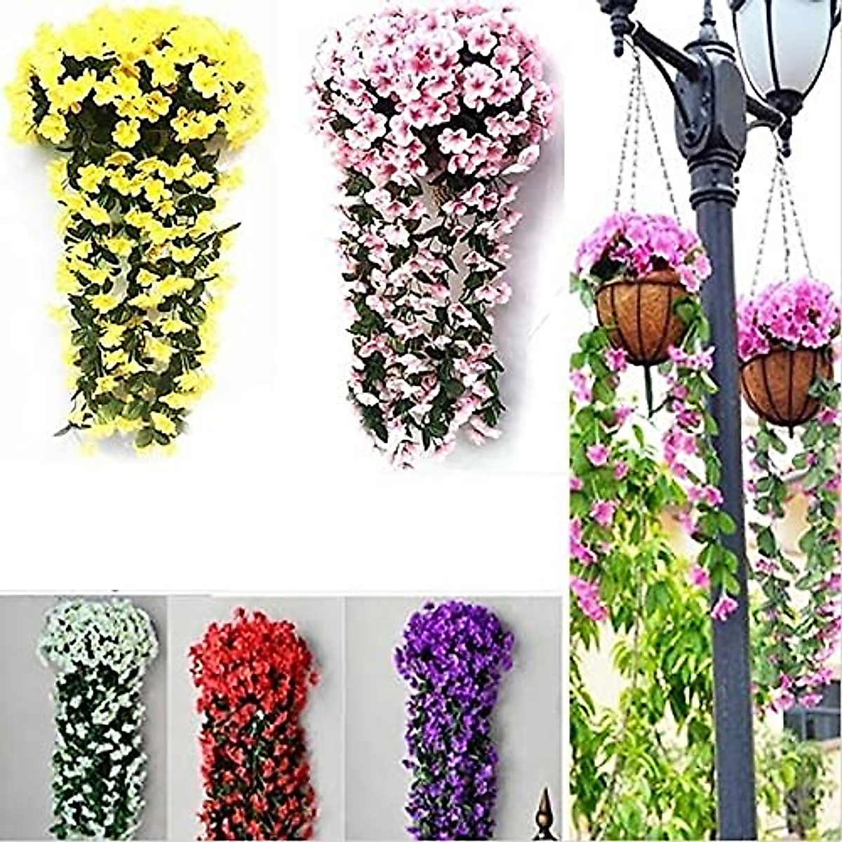 oceanmapsa Artificial Chlorophytum Bouquet Anti-Irradiation Artificial Garden Plant Fence, Hanging for Wedding Party Garden Outdoor Greenery Office Wall Decoration (Rose Red)
