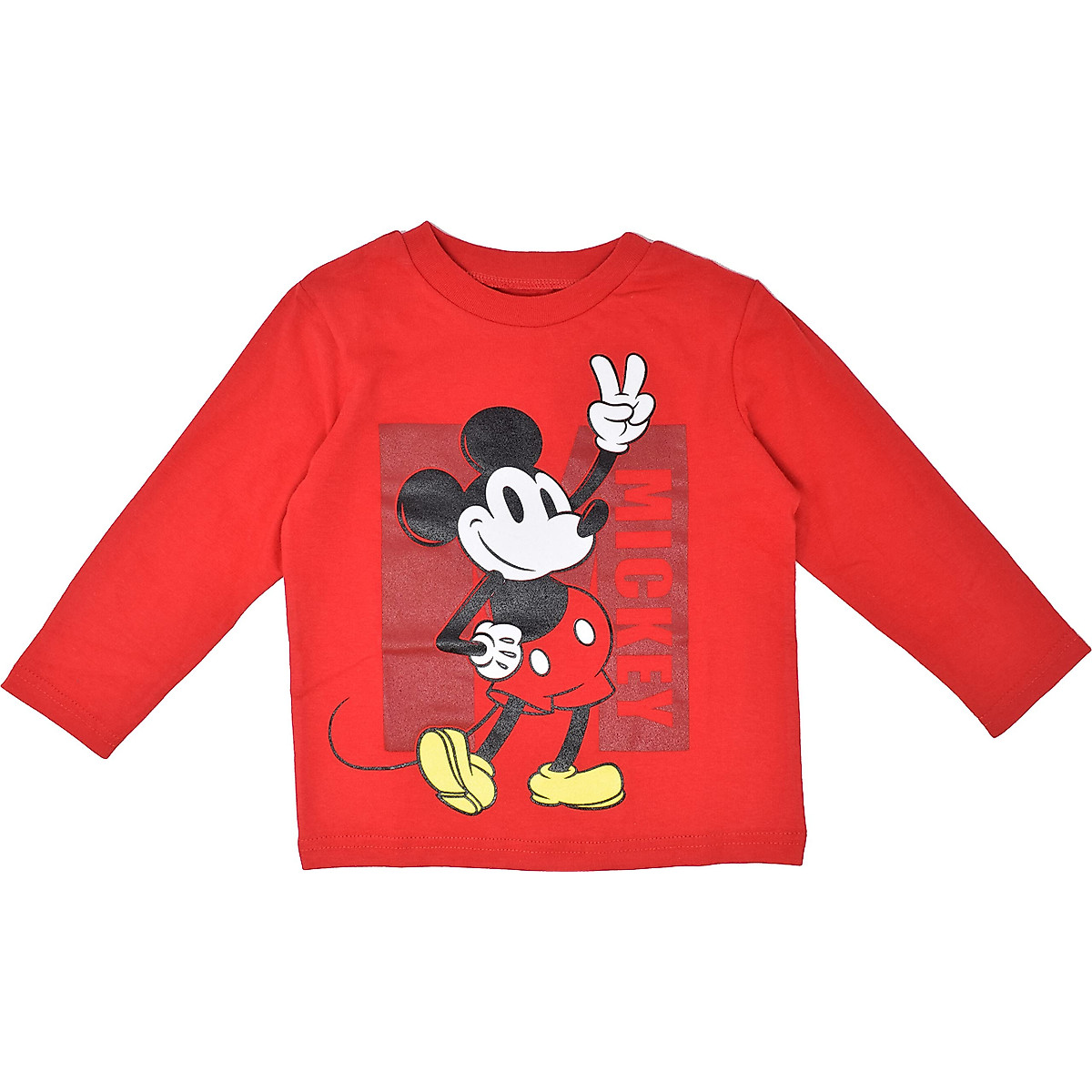 Disney Mickey Mouse Infant Baby Boys 3 Pack Long Sleeve T-Shirts Red/Blue/Grey 18 Months