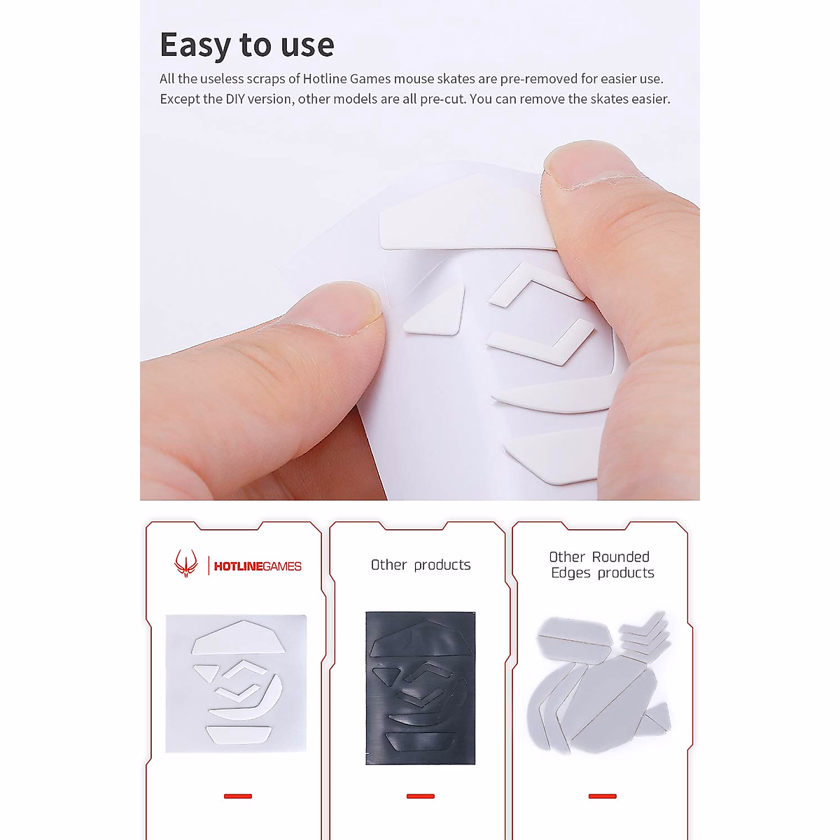 HOTLINEGAMES 2Sets 3.0 Plus Rounded Curved Edges Mouse Feet Skates Compatible with Logitech G502 Wireless Gaming Mouse feet Replacement (0.8mm,Glide Feet Pads, White PTFE) Professional Upgrade Kit