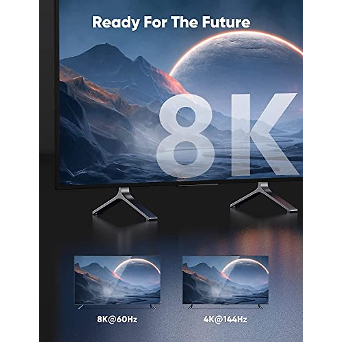 Capshi VESA Certified DisplayPort Cable 1.4, 8K DP Cable 6.6FT (8K@60Hz, 4K@144Hz, 2K@240Hz) HBR3 Support 32.4Gbps, HDCP 2.2, HDR10 FreeSync G-Sync for Gaming Monitor 3090 Graphics PC (Grey)