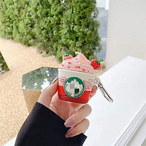 for Air pod 3 3rd Generation Case, Cute 3D Lovely Unique Cartoon for Air pod 3 Silicone Cover Fun Funny Cool Design Fashion Cases for Boys Girls Kids Teen for Air pod 3 (2021) (Strawberry Cup)