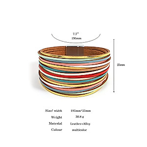 hotoo Leather Wrap Bracelet for Women Colorful Bohemian Friendship Stackable Layered Bracelets Boho Multi Strand Bracelets Jewelry with Clasp for Teen Girls Sister and Mother