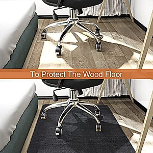 Hard Floor Chair Mat, 55" x 35" Large Office Chair Mat for Hardwood Floor and Tile Floor, Computer Gaming Rolling Chair Mat Rectangular Floor Protector and Low-Pile Desk Rug, Black