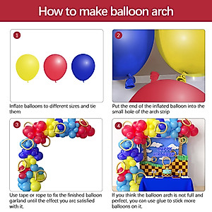 HYOWCHI Cartoon Hedgehog Birthday Party Supplies - 128 Pcs Blue Theme Hedgehog Balloon Arch Kit, Red Blue Yellow Latex Balloon Garland Arch For Cartoon Hedgehog Birthday Baby Shower Decorations