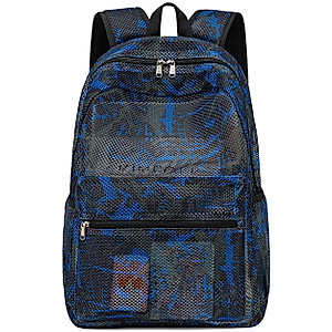 Bluboon Mesh Backpack Girls Kid Semi-Transparent School Bookbags See-through Lightweight Waterproof Casual Daypack for Beach Gym Travel