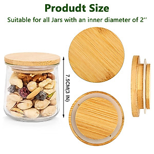 MIVIDE 24 Pack Yogurt Jar Lids Set, Natural Bamboo Oui Yogurt Jar Lids with Silicone Sealing Ring, Reusable Wooden Jar Lids for Mugs and Jars