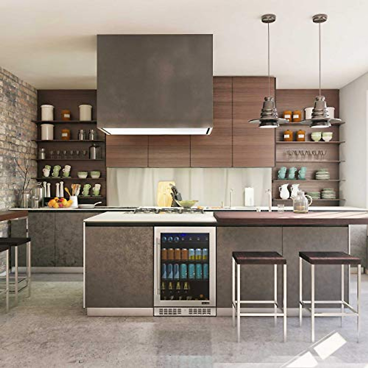 NewAir Large Beverage Refrigerator Cooler with 224 Can Capacity - Mini Bar Beer Fridge with LED Lights - Adjustable/Removable Shelves And Bottom Key Lock - Cools to 37F - Stainless Steel