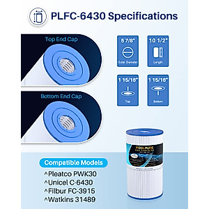 POOLPURE C-6430 Spa Filter Replaces Watkins 31489, Pleatco PWK30, Filbur FC-3915, P/N0969601, 71825, 73178, 73250, 30 sq. ft. Hot Spring Spa Filter 5 Pack