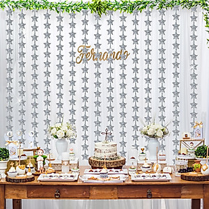 Blosssound 2 Pack Glitter Star Fringe Curtains 3.3 x 6.6 ft Bachelorette Silver Foil Fringe Banner Laser Star Metallic Tinsel Streamers for Wedding Birthday Bridal Shower New Year Party Supplies Decor